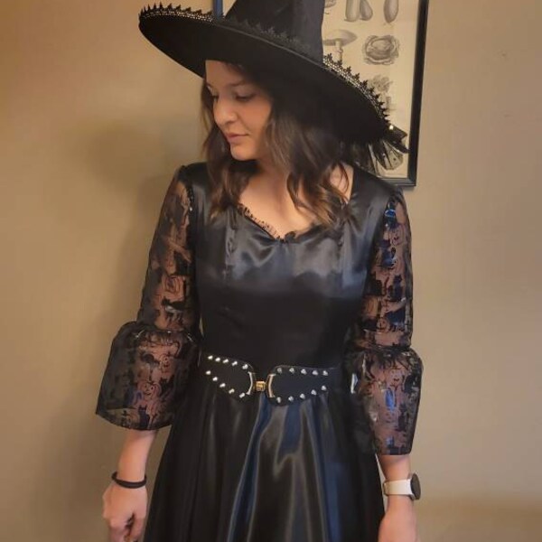 Gothic Dress Sewing Pattern | Lace Sleeve Black Gown | Dark Romantic ...
