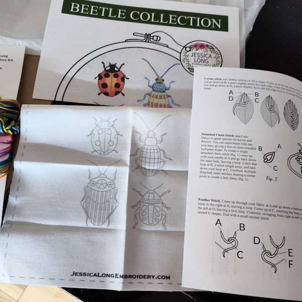 Colorful Bug Sampler DIY Hand Embroidery Kit "beetle Collection ...