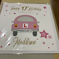 17th Birthday Card, Learner Driver, Personalised, Driving Lessons Card ...