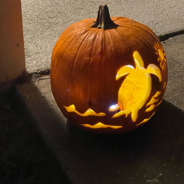 Turtle Pumpkin Stencil, Sea Turtle Printable Stencil, Jack O' Lantern ...