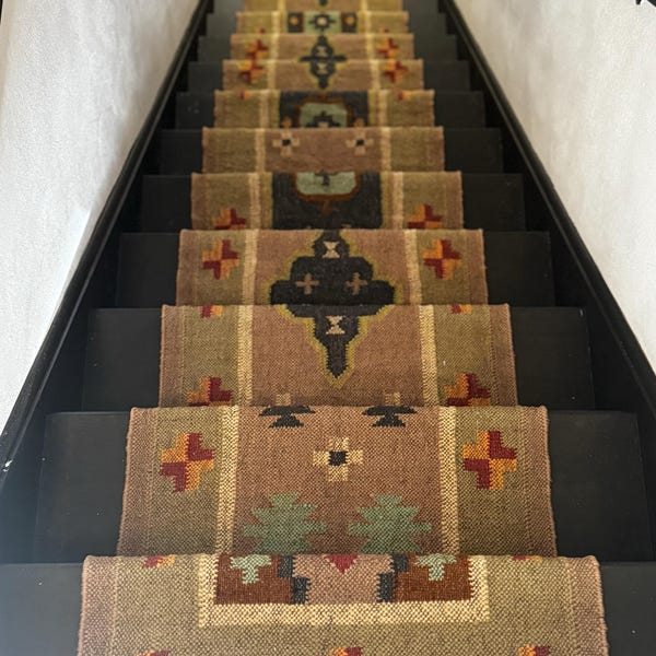 Multicolor Kilim Stair Runner | Vintage Aztec Motif Style | Handmade ...