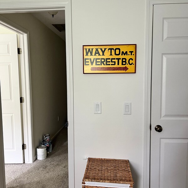 Vintage Wooden Sign ' Way to Mount Everest Base Camp ' Artist's ...