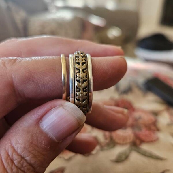 Boho Cinnabar and Pink Opal Ring, Boho Silver Moon Rings, Silver 925 ...