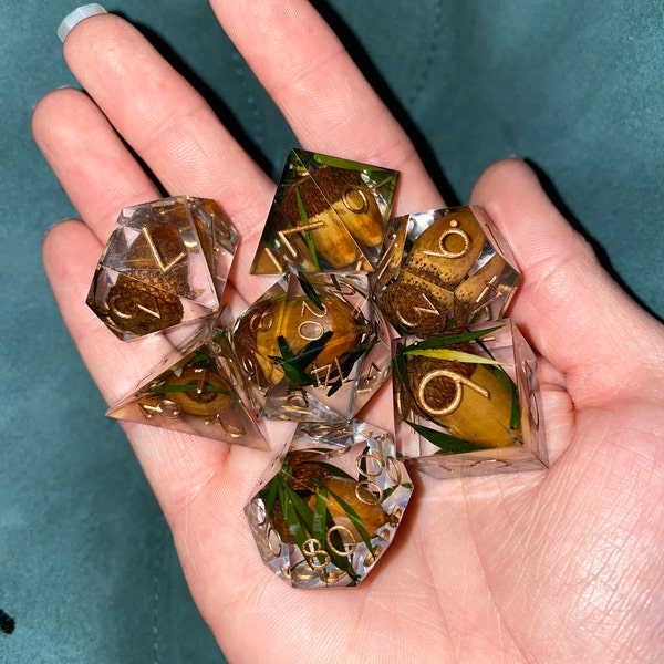 Acorn Dnd Dice Set, D&D Dice, Sharp Edge Dice, Dungeons and Dragons ...