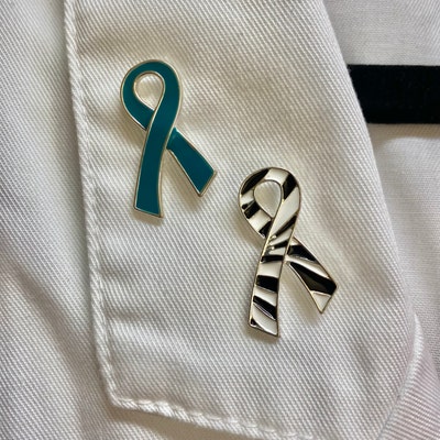 Teal Ribbon / Lapel Hat Pin / Ovarian Cancer Survivor / - Etsy