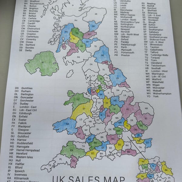 UK Sales Map, Business Postcode Sales Map, Colour in Map, Etsy Sales ...