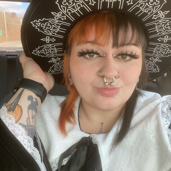 Vegan Felt Wide Brim Hat - Goth Witch Horror Fedora Hat - XL Brim ...