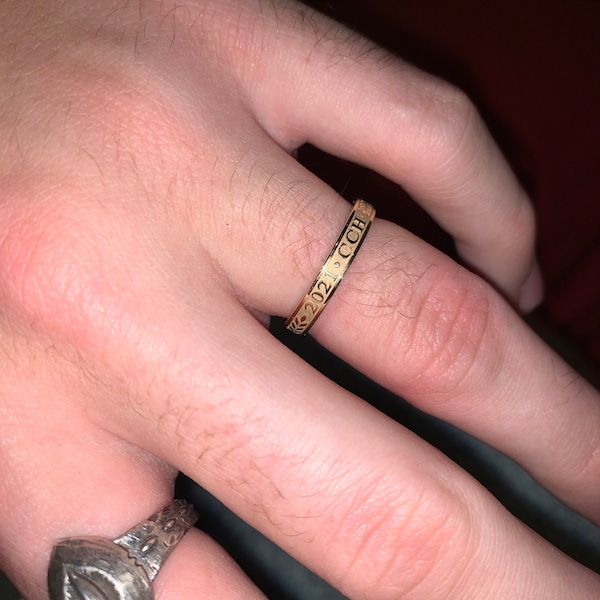 Custom Graduation Band 14kt Solid Yellow Gold or White Gold, Stackable ...