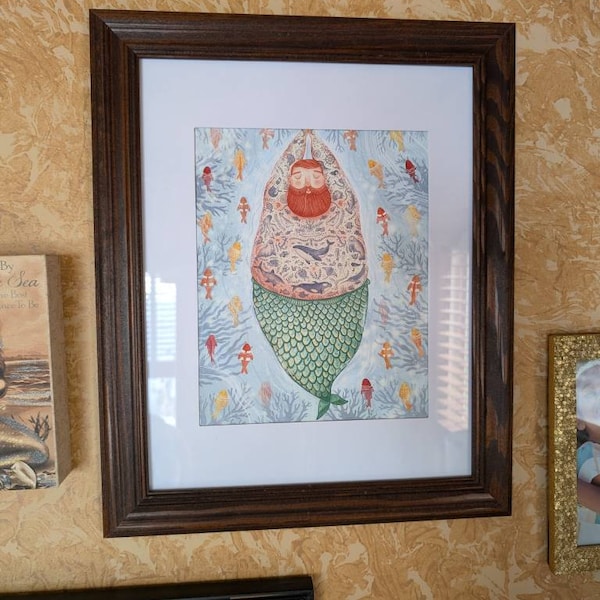 Sea Lover - Merman Print - Home Decor, Beach House Mermaid Artwork ...