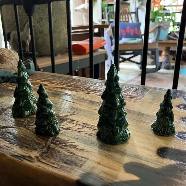 4 Mini Ceramic Christmas Tree Trees Decor New Handmade in USA Made From ...