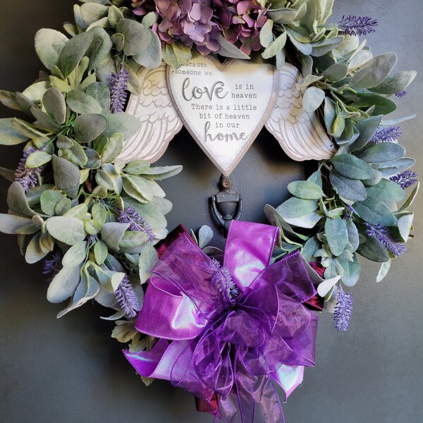 Rustic Sympathy Wreath, Memorial Door Hanger With Flowers, Bereavement ...