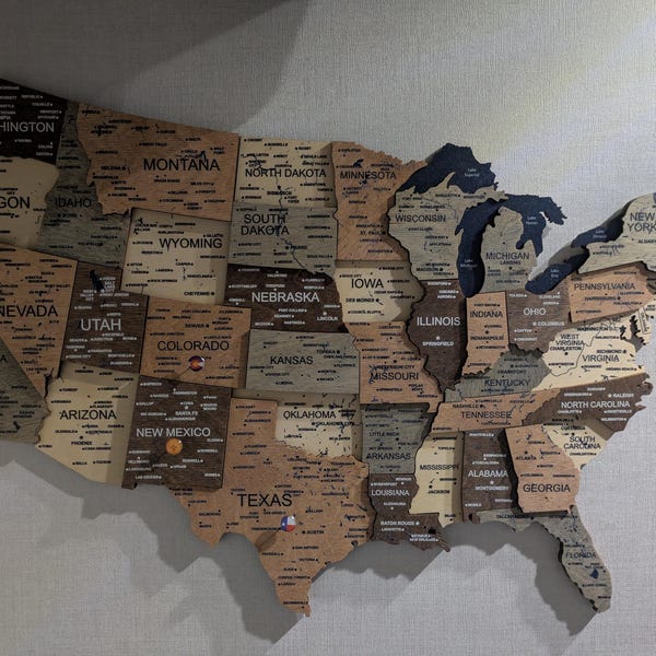 50 States Travel Map, USA Picture Map, States Visited Map, Create a ...