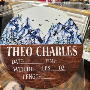 Mountain Birth Stat Sign, Baby Birth Stat Sign, Hospital Bassinet Sign ...