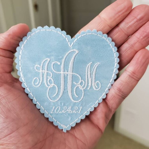 EMBROIDERY Wedding Dress Satin Label Dress Patch Something Blue Gift ...