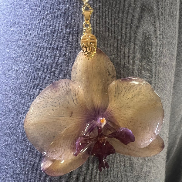 Elegant Royal Blue REAL Orchid Necklace Showstopper Stunning Cobalt ...