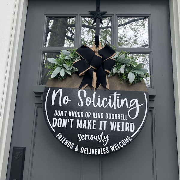 Front Door Decor | No Soliciting Sign | Year Round Wreath | Funny Front ...