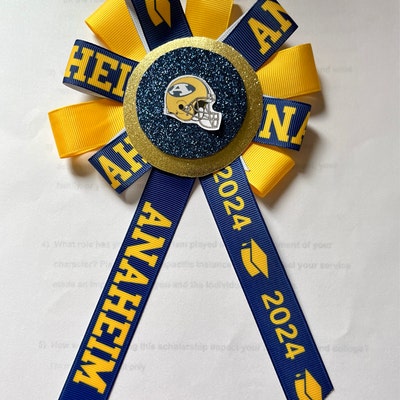 Navy Blue and Gold Ribbon, 7/8 Grosgrain Ribbon, School Colors Ribbon ...