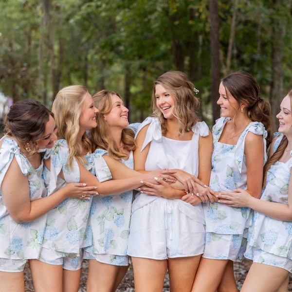 Premium Light Blue Bridesmaids Robes Dreamy Angel Song Pattern Soft ...
