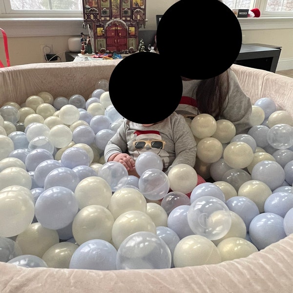 XL, Large Set | Cotton Velvet Beige | Ball-pit Round Baby Foam Round ...