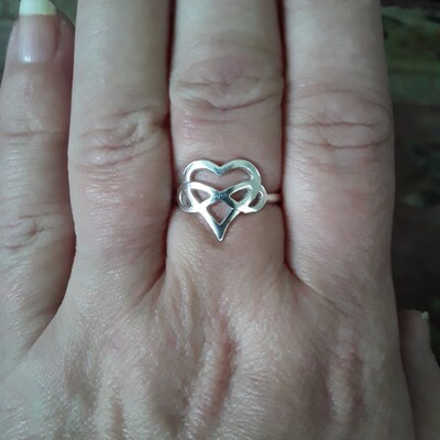 Polyamory Heart Infinity Triad Ring Silver Love Knot Ring - Etsy