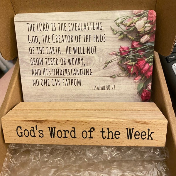 Bible Verse Cards & Holder | 52 Scriptures on 26 Double-sided 5x3.5 ...