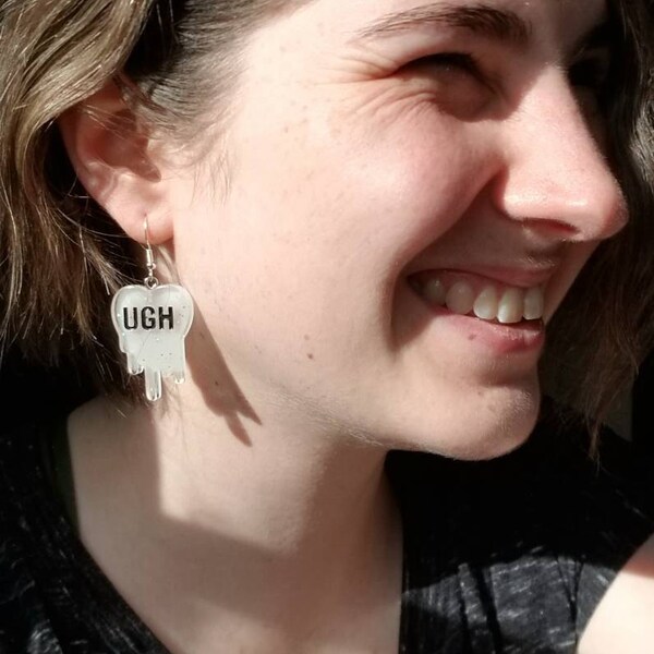 Ugh Earrings. Glitter Quirky Unusual Emo Kawaii Earrings - Etsy