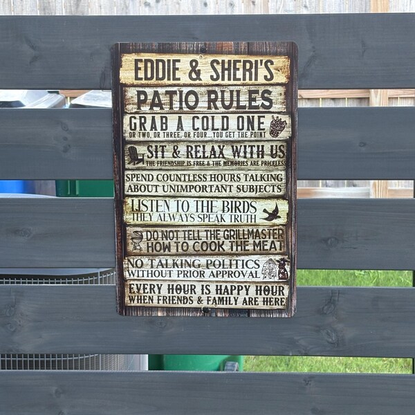 Deck Rules Sign | Personalized Metal Outdoor Decor for Porch, Patio ...