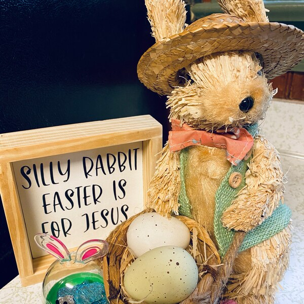 Framed Easter Sign: Silly Rabbit, Religious Farmhouse Decor - Etsy