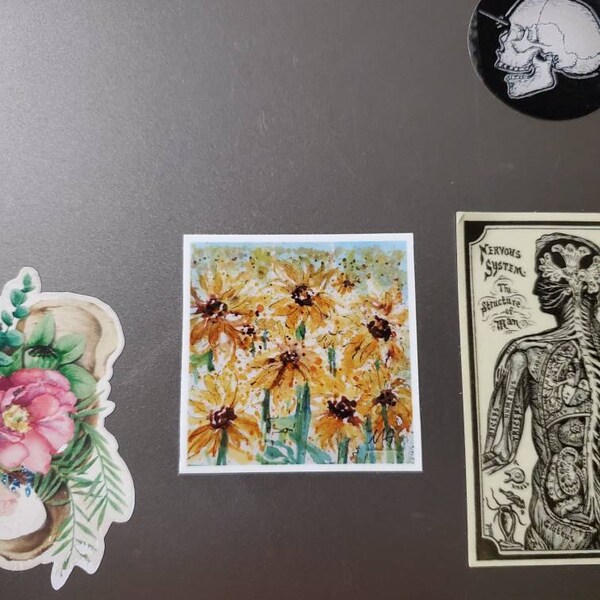 Sunflower Original Art 2x2 SQUARE Stickers - Etsy