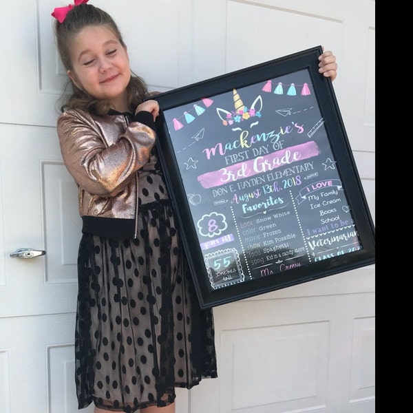 Unicorn Back to School Sign Printable - First Day of School Sign ...