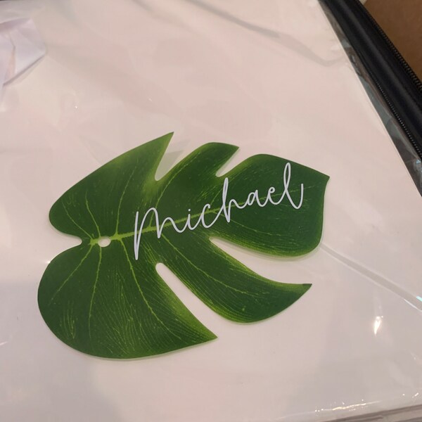 Tropical Leaf Name Tag- Monstera Name Tag for Bags, Tropical ...