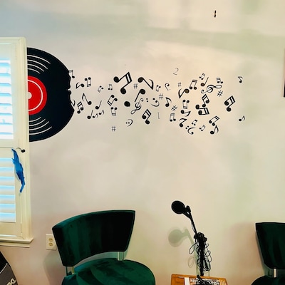 Musical Notation With Disc Wall Decals Musical Mark Vinyl Wall Sticker ...