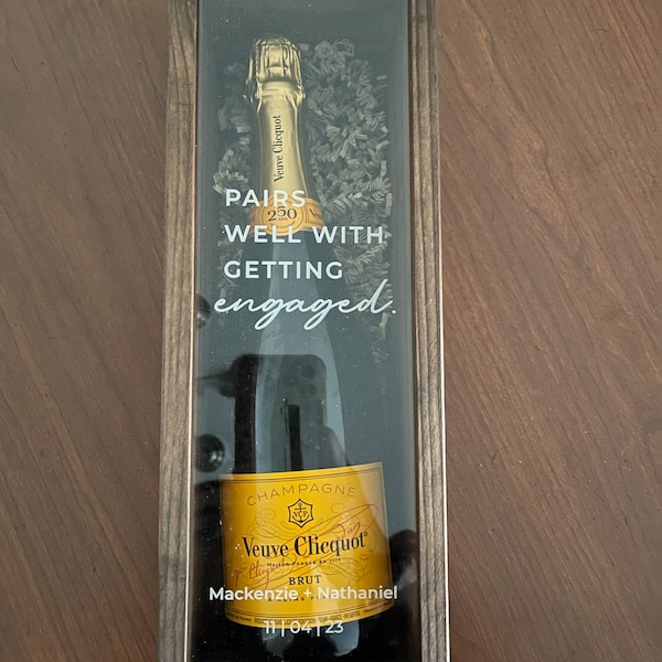 Engagement Gift for Couple, Personalized Engagement Wine Bottle Box ...