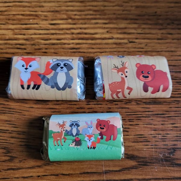 60 Forest Animals Miniature Candy Bar Wrapper Woodland Creatures Mini ...
