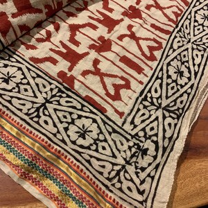 Handloom Lilen Fabric.indian Block Print, Indian Lilen, Hand Stamped ...