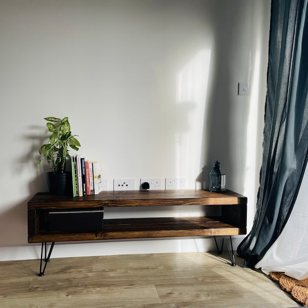 Handmade Rustic Pine TV Stand With Hairpin Legs - Etsy UK