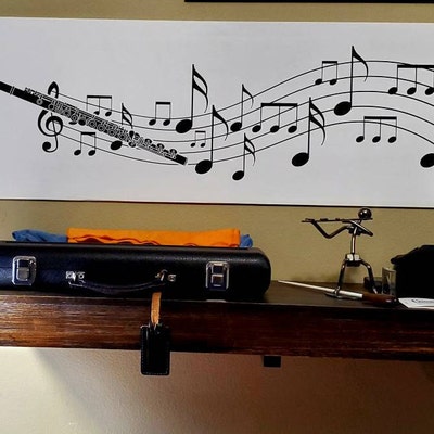 Flute With Musical Notes Wall Decal Home Decor Wall Art Music Studio ...