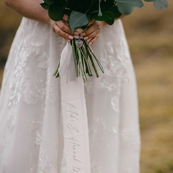 Bridal Bouquet Ribbon for Flowers Wedding Ribbon Personalised Vowels ...