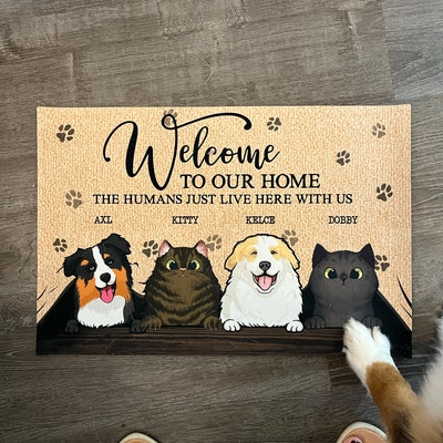 Personalized Pet Doormat, Custom Dog Cat Doormat, Pet Welcome Mat ...