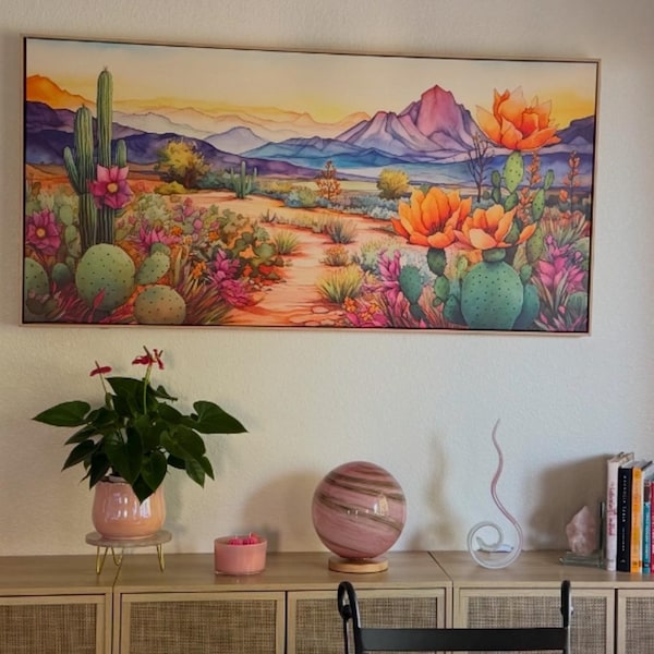 Colorful Arizona Desert Painting Canvas Print - Southwestern Wall Art ...