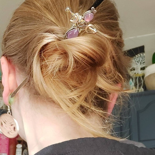 Purple Triple Moon Hair Dagger, Witch Sword Hair Stick, Hecate Hair ...