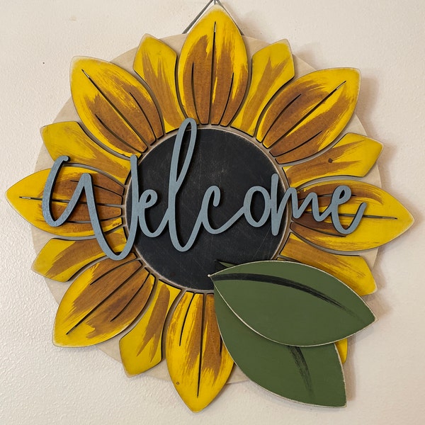 Handmade Sunflower Welcome Sign, Sunflower Lover, Sunflower Door Hanger ...