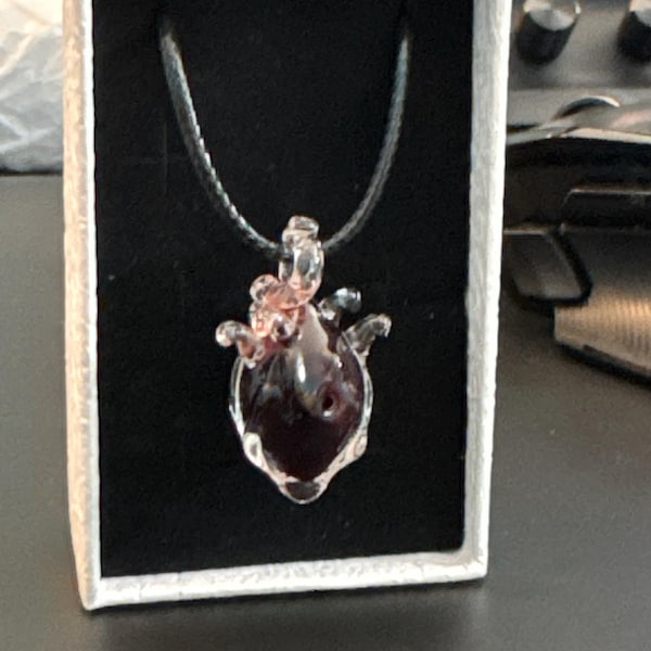 Glass Heart Blood Vial Necklace, Gothic Vampire Pendant, Blood Bond ...