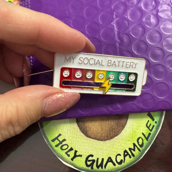 My Social Battery Sliding Pin- Pink - Etsy
