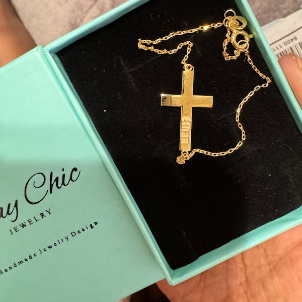 Cross Name Bracelet, Baptism Gift, Personalized Cross Bracelet With ...