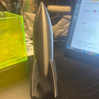 Silver Rocket Ship Container, Retro Rocket Ship With Lid and Storage ...
