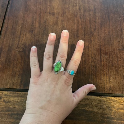 Ring 925 Silver Leaves Green Copper Turquoise Solid 925 Sterling Silver Ring for Designer ...