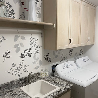 Watercolor Leaves Wall Pattern Kit FLORAL WALL STENCILS Instead of ...