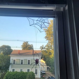 Stain Glass Spider on the Web Garden Stake Gardener Gift Large Pot ...