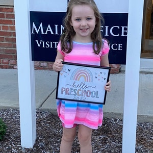 Boho Rainbow Hello Preschool Sign First Day of Preschool - Etsy